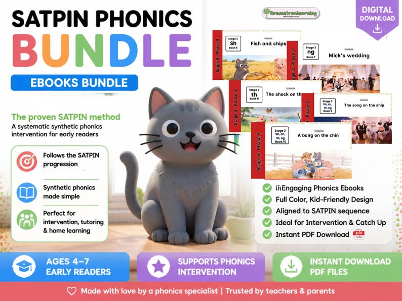 EYFS Reception Phonics Reading Book Bundle + Worksheets | Stage 3 ...