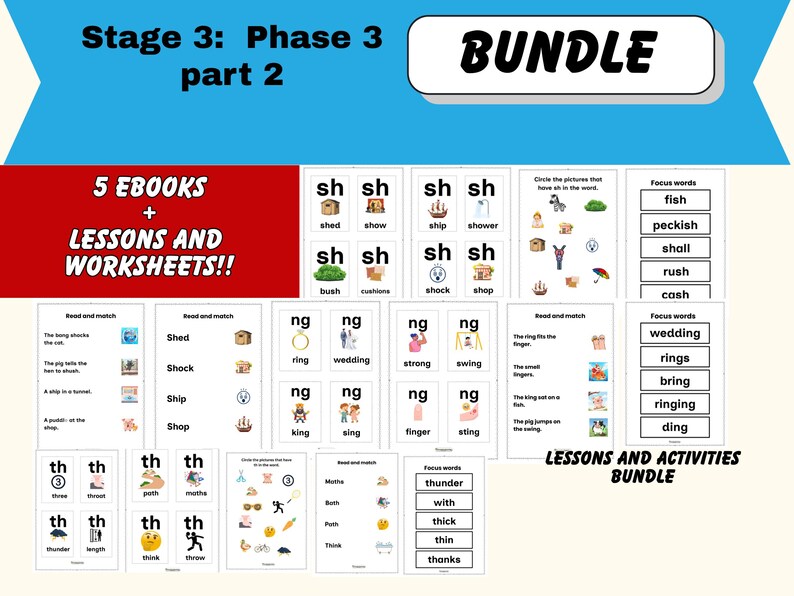 EYFS Reception Phonics Reading Book Bundle + Worksheets | Stage 3 ...