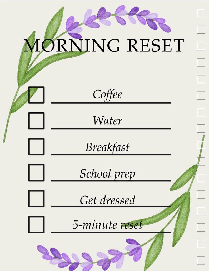 Gentle Mom Routines Planner | Morning Evening Reset Checklist (PDF) - Etsy
