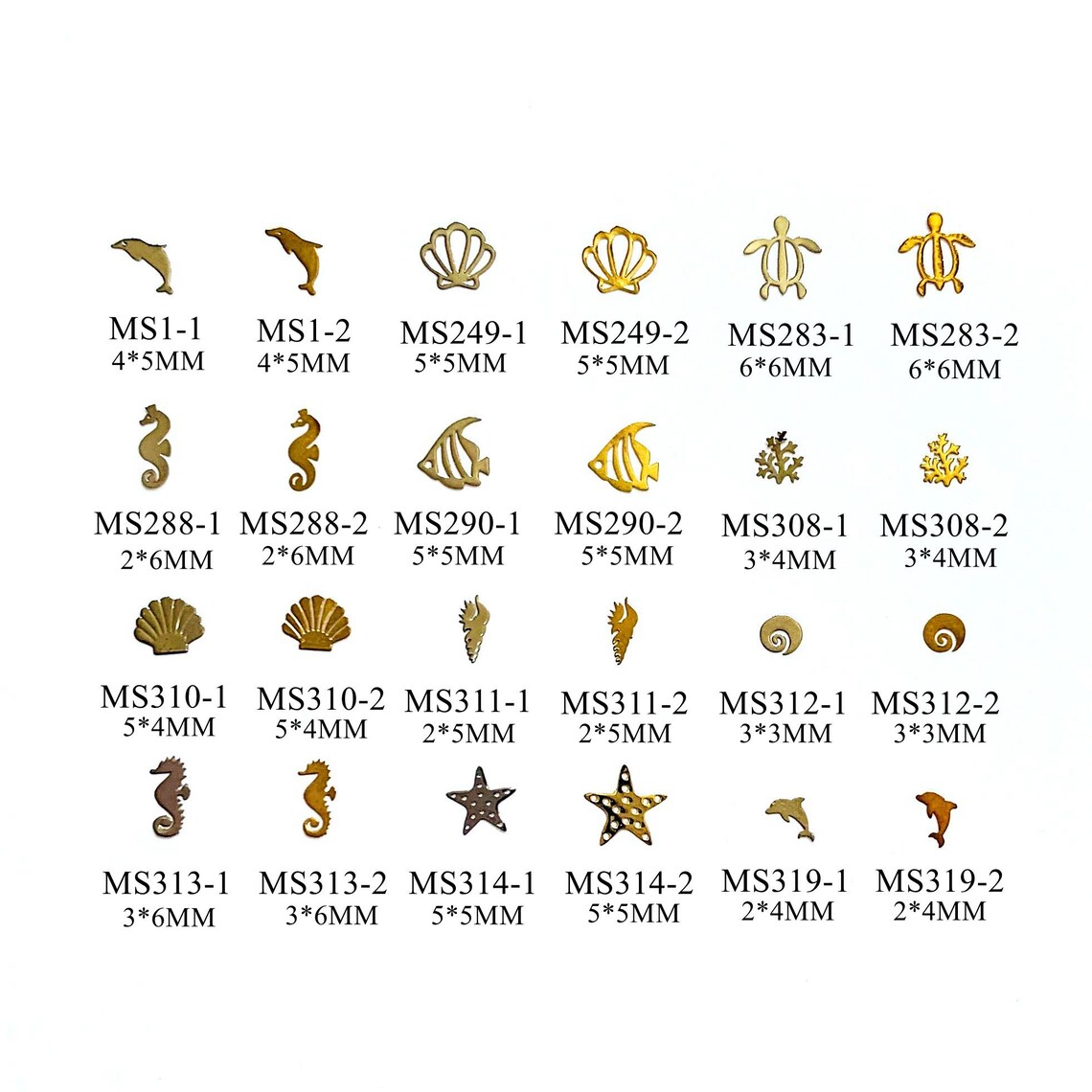 100pcs/bag Silver and Gold Non-adhesive Soft Metal Sticker Sea | Etsy