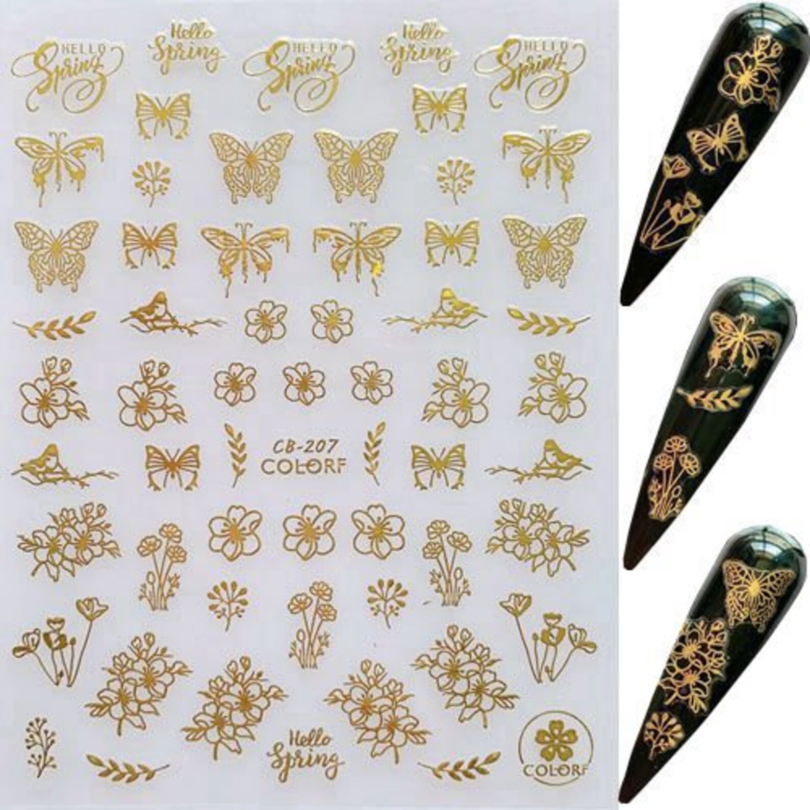 1pc Nail Art Gold Color Sticker Sheet Manicure Summer and - Etsy