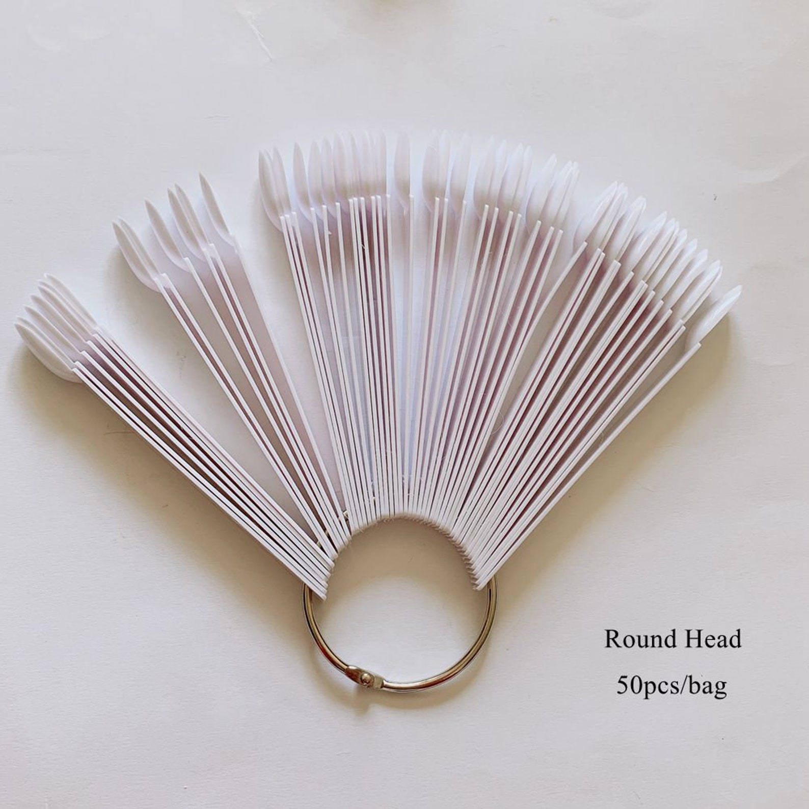 1bag 50 Sticks Nail Art Oval Head 4 Colors Tip Display Stick False Nail ...