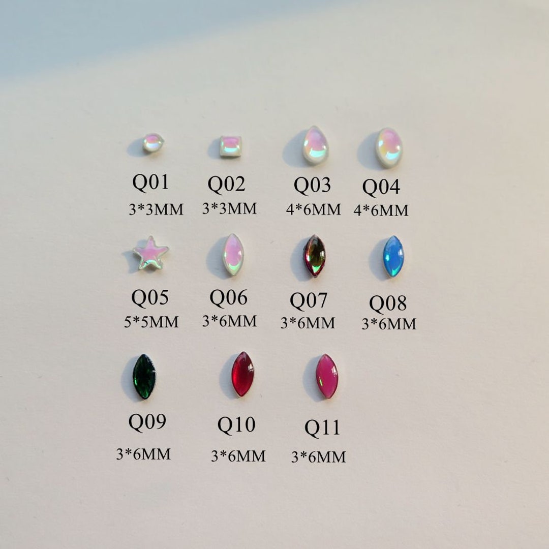 100pcs 3D High Quality Stud AB Color Round Square Heart Horse-eye Nail ...