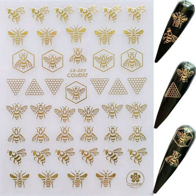 1pc Nail Art Gold Color Sticker Sheet Manicure Summer and - Etsy