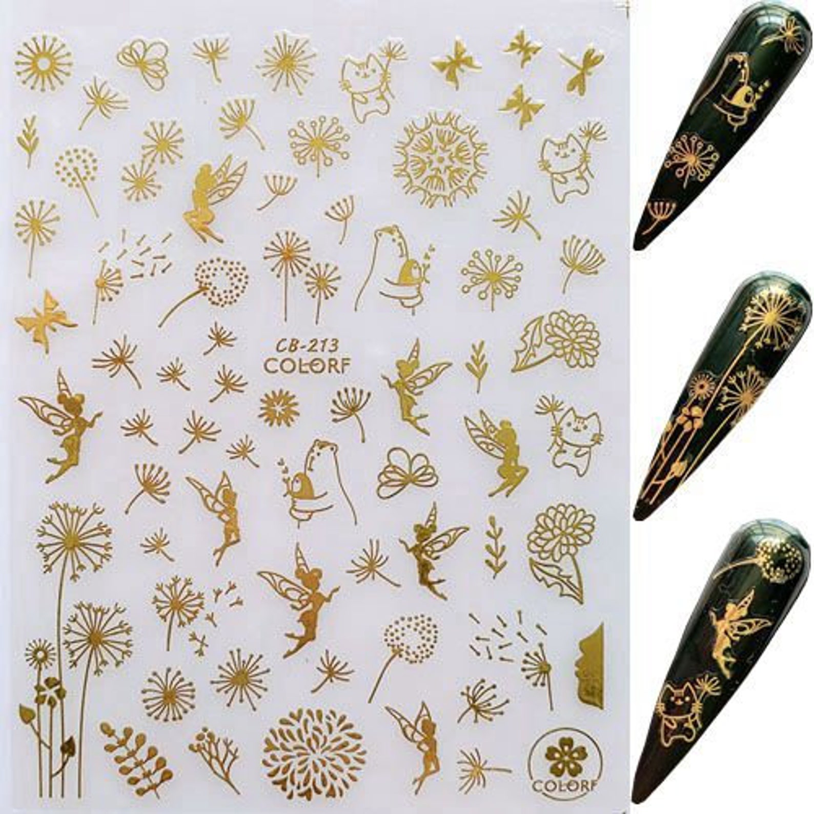 1pc Nail Art Gold Color Sticker Sheet Manicure Summer and - Etsy