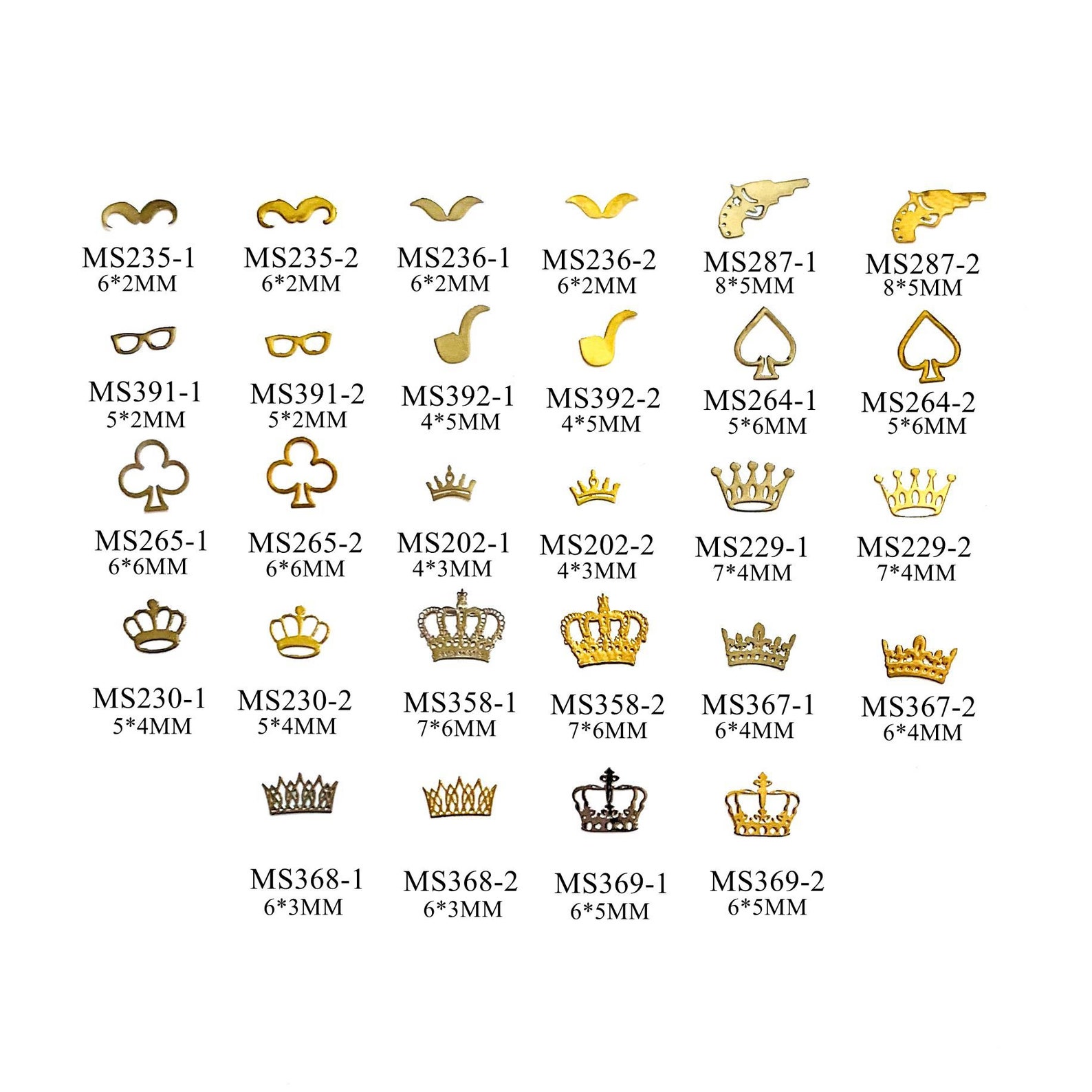 100pcs/bag Silver and Gold Non-adhesive Soft Metal Sticker Mustache ...