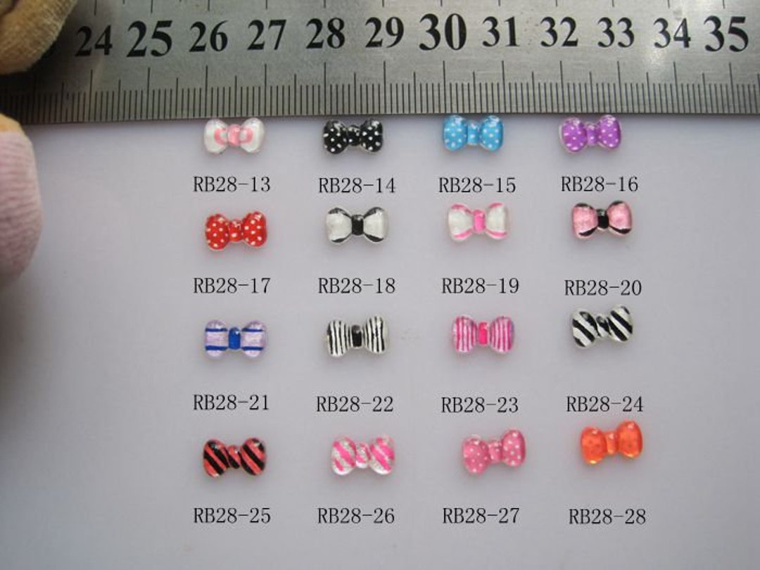 30pcs/bag Resin Bow Crystal Prints Bow Zebra Print Bow Nail Art ...