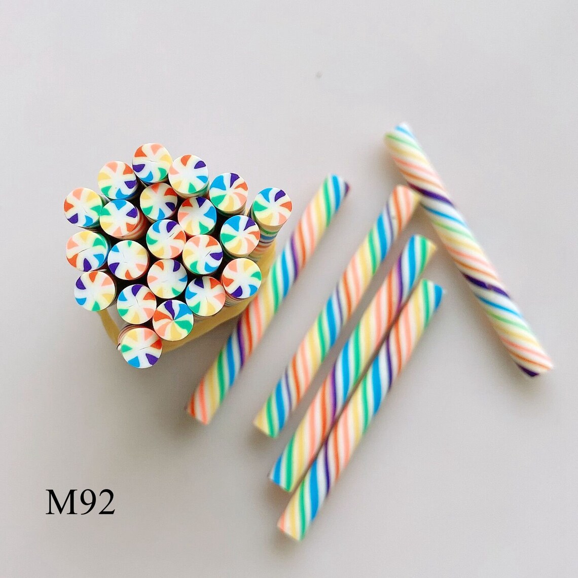 5pcs/lot 5mm*5cm Rainbow Color Candy Polymer Clay Cane Fancy Baked ...