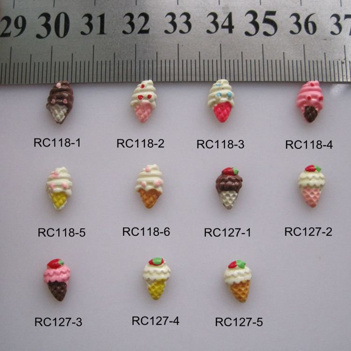 30pcs/bag Cartoon Ice-cone Ice Cream Deco Resin Cartoon Deco - Etsy