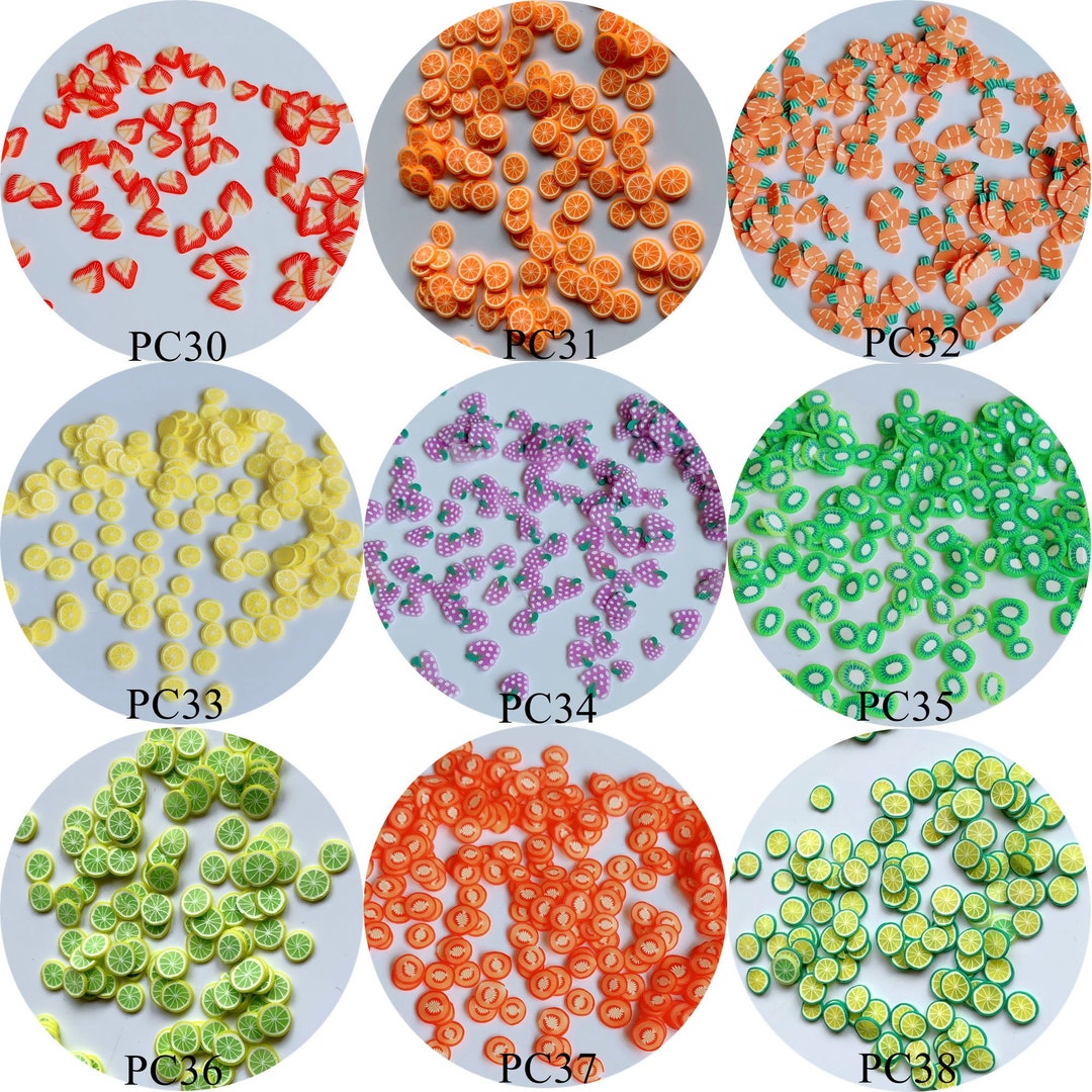 20g/bag Polymer Clay Slices 3D 5mm Polymer Clay Sticker Fruit Series ...