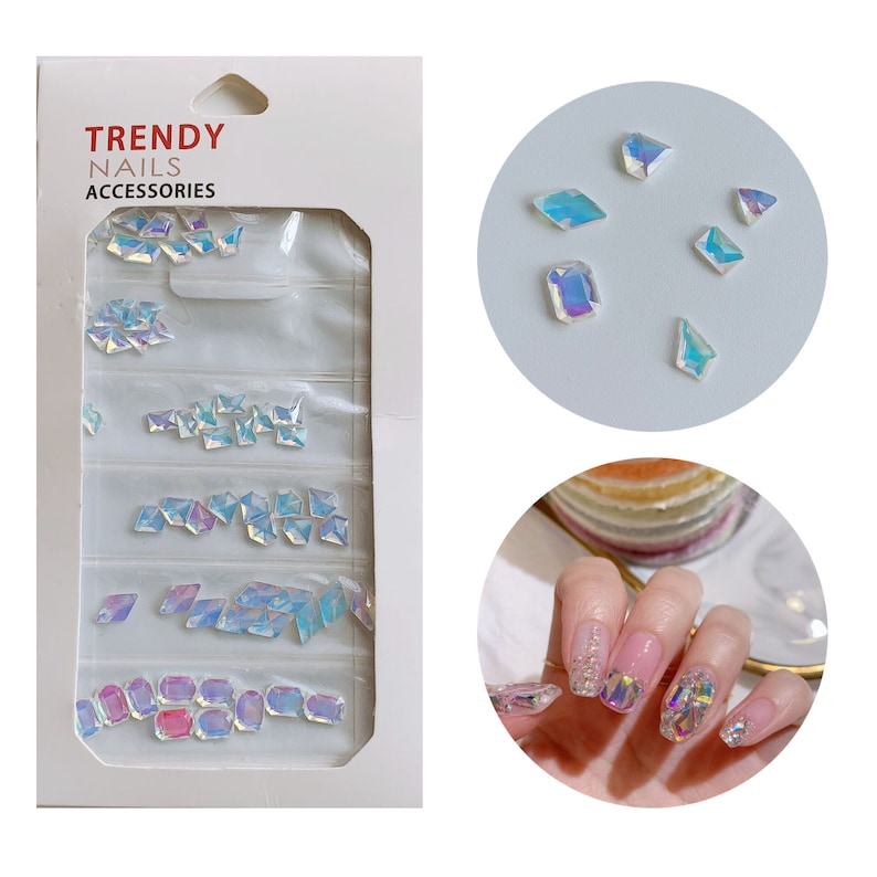 One Bag 6 Designs per Bag Nail Art Crystal Gem Nail Art Rhinestone 3D ...