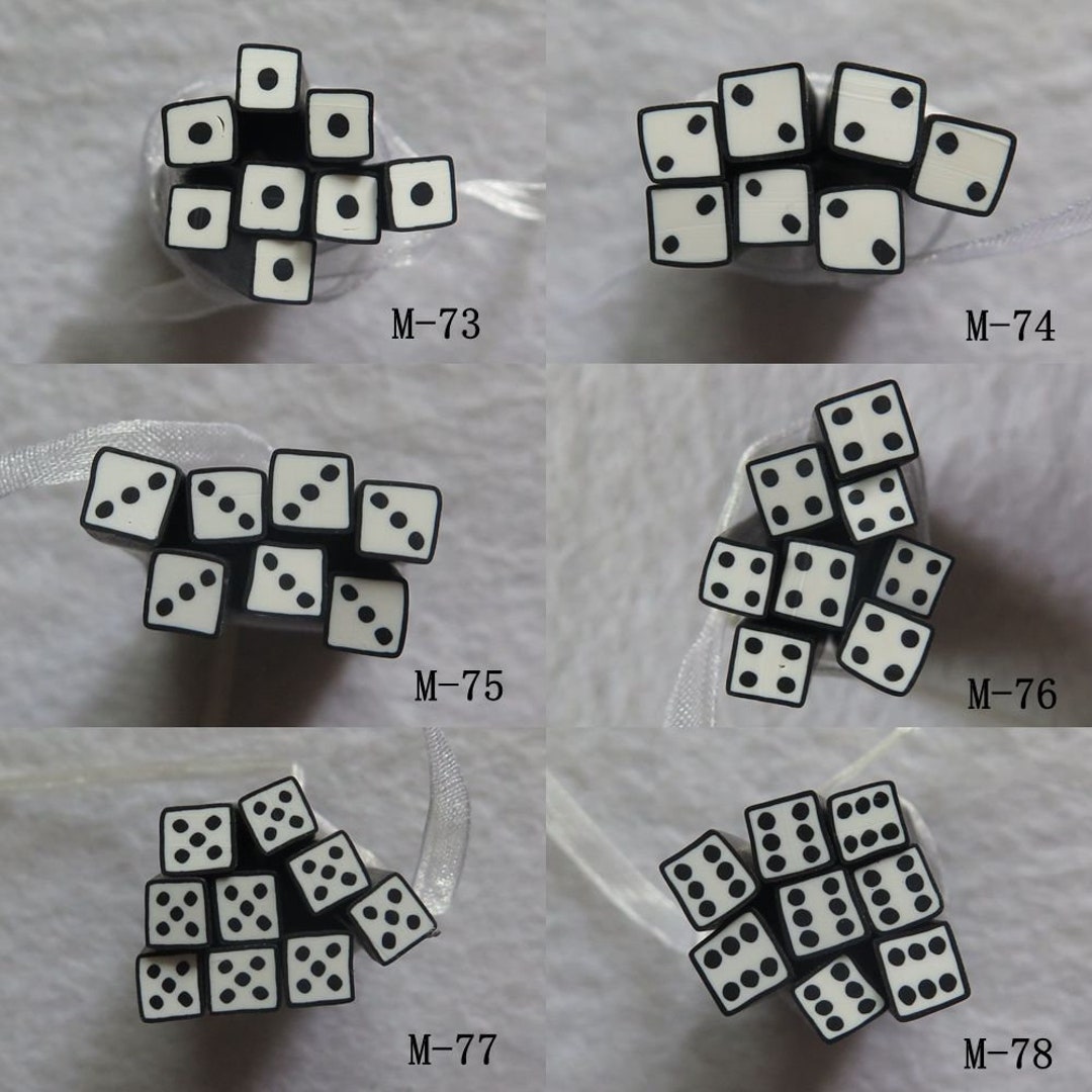 5pcs/lot 5mm*5cm Polymer Clay Cane Fancy Dice Number 1 to 6 Square Dice ...