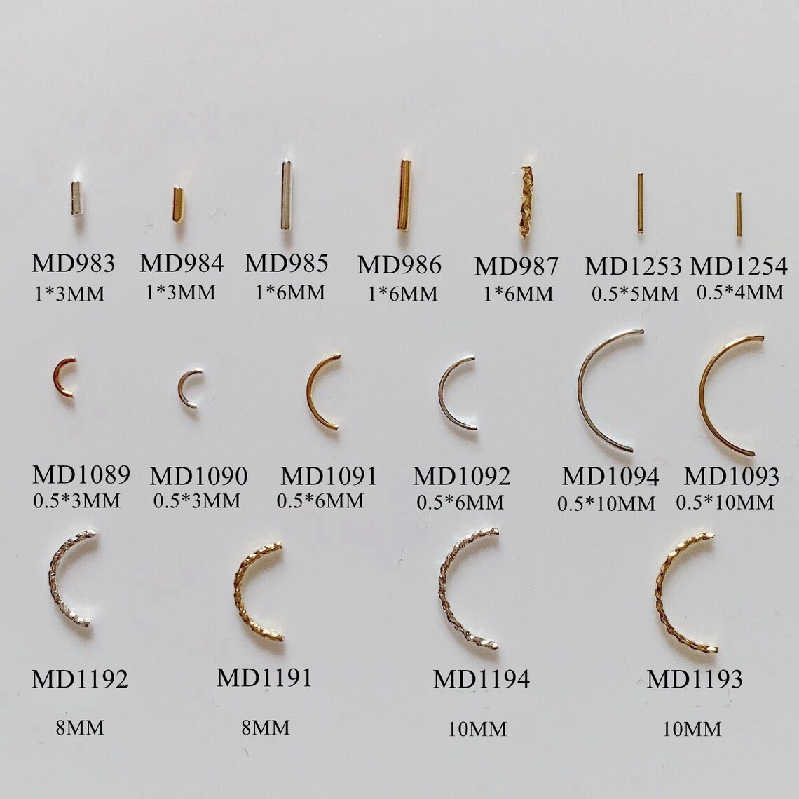 Approx. 100pcs/bag Metal Stud Sticks Curved Deco Smiling French Style ...