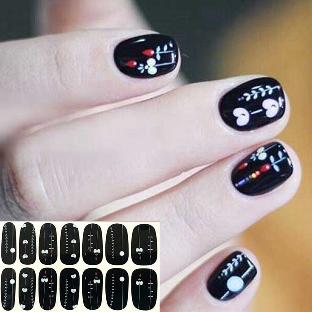 1pc Nail Art Full-cover Sticker Sheet 14tips Nail Art Wrap Nail Art ...