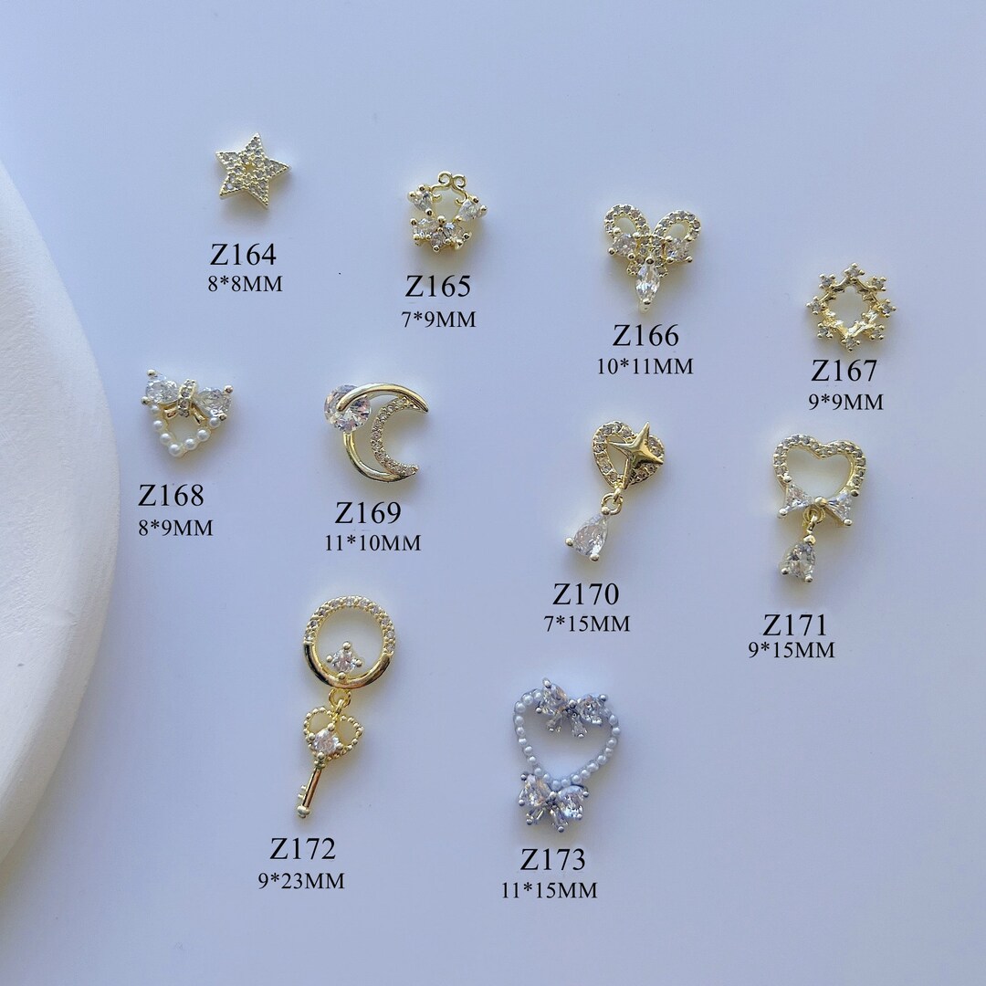 1PC Luxury Gold Zircon Stone Different Shapes Metal Charms Metal Deco ...