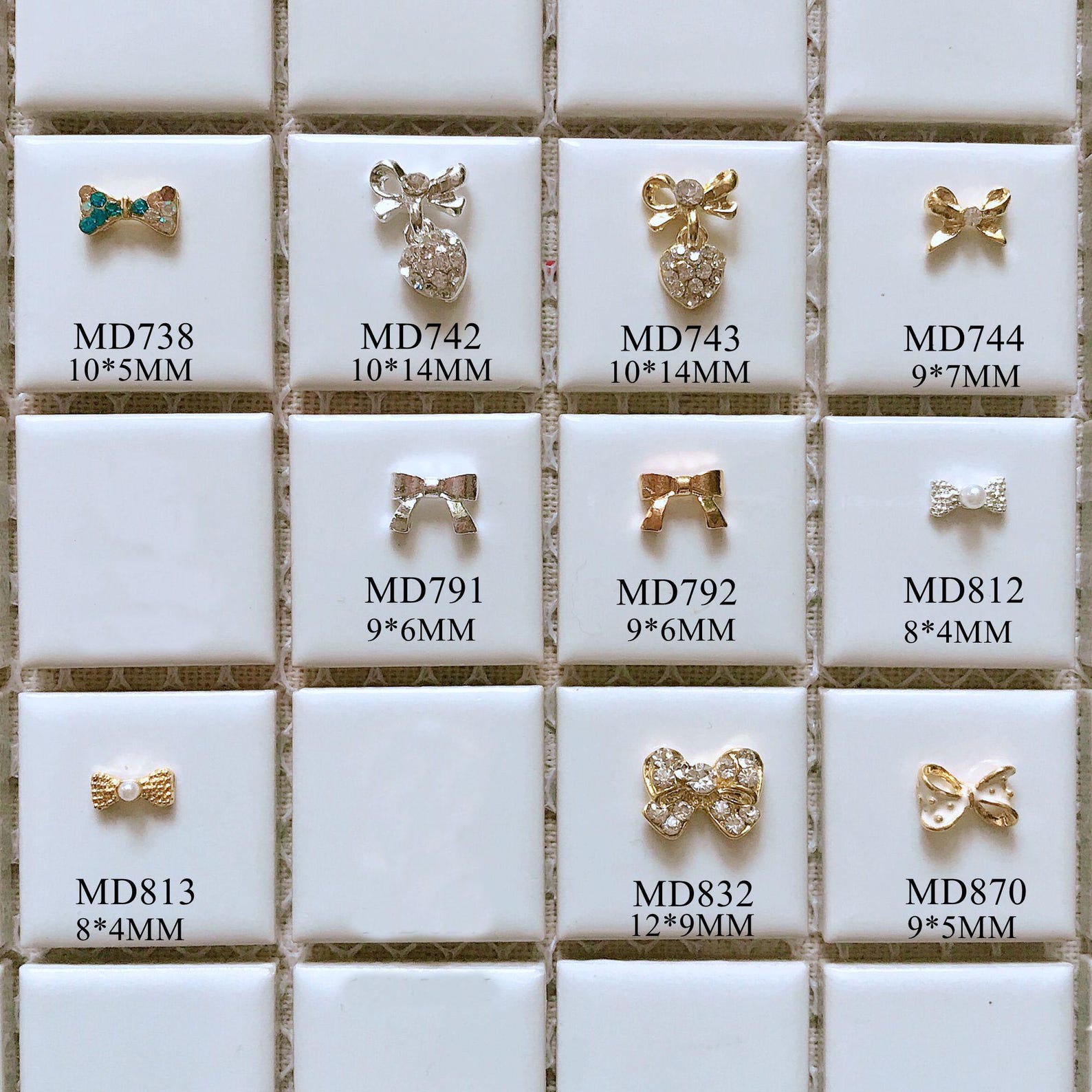 5pcs Fancy Metal 3d Charms Metal Decoration With Rhinestone Bow With ...