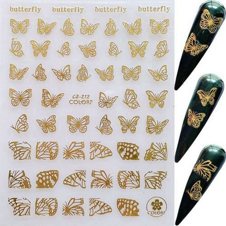 1pc Nail Art Gold Color Sticker Sheet Manicure Summer and - Etsy