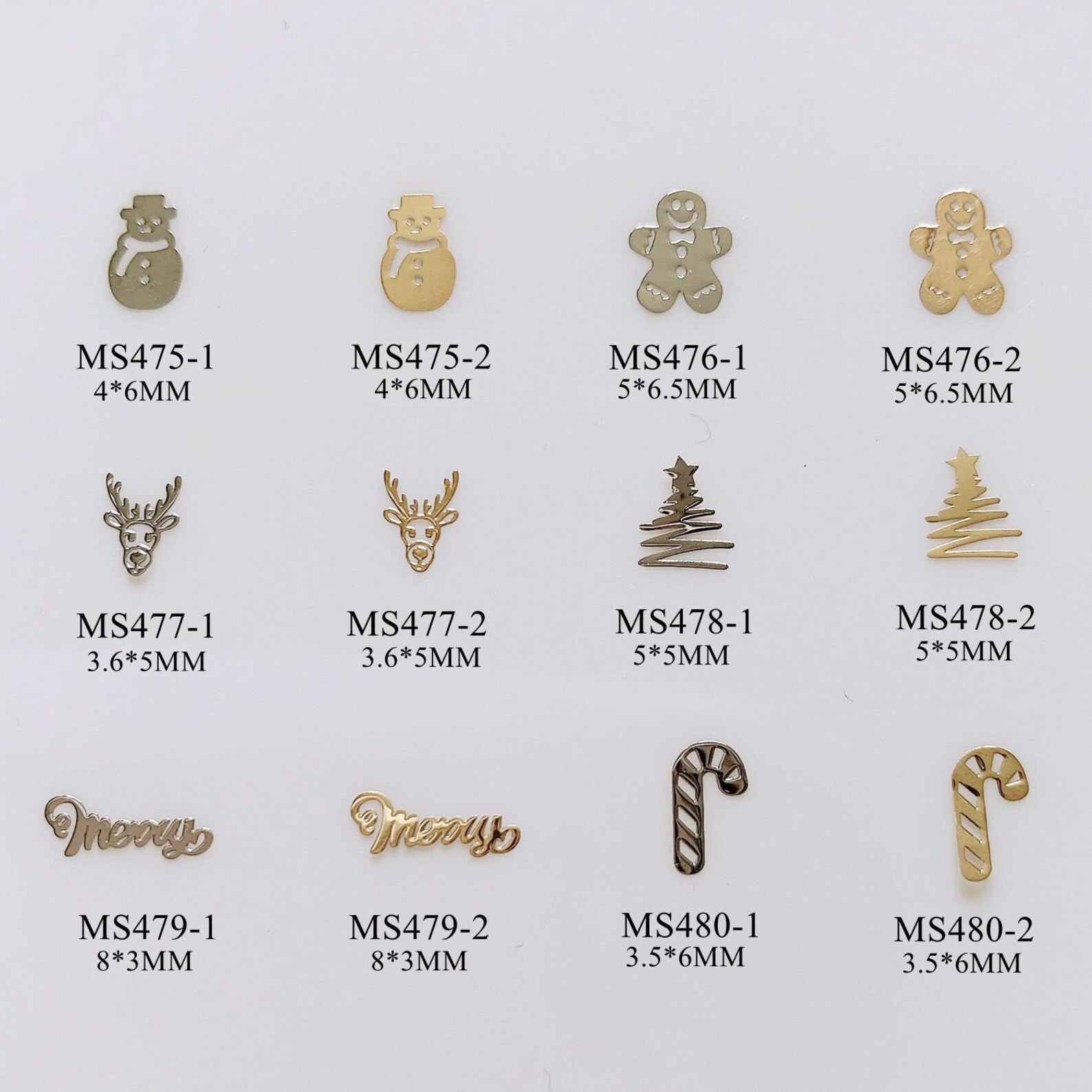 100pcs/bag Silver and Gold Non-adhesive Soft Metal Sticker Christmas ...