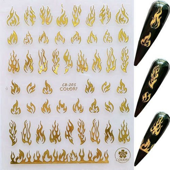 1pc Nail Art Gold Color Sticker Sheet Manicure Summer and | Etsy