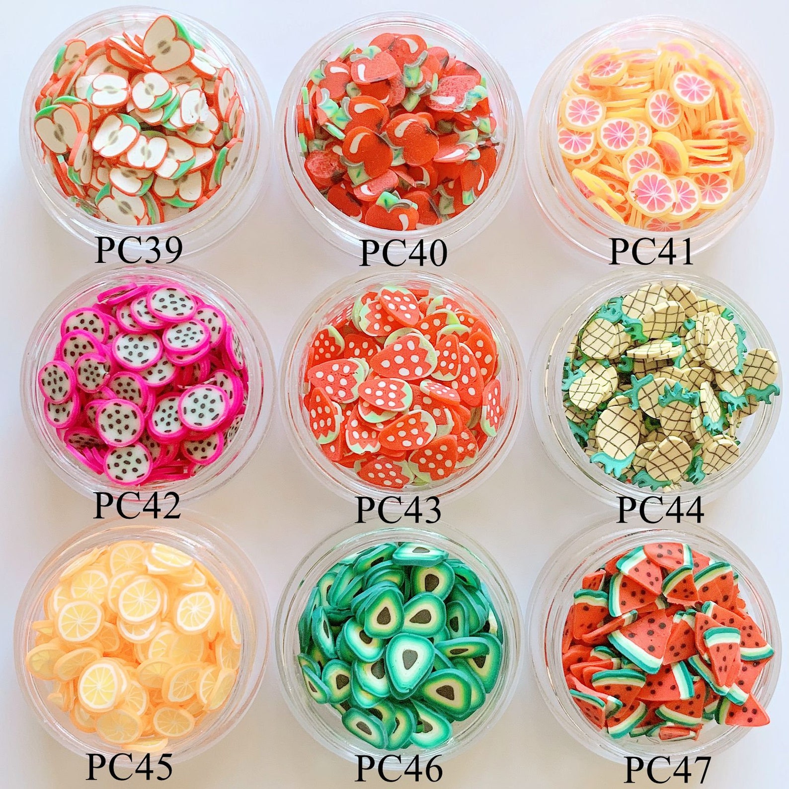 1jar Cut Polymer Clay Slices Nail Art Non-adhesive Sticker Strawberry ...