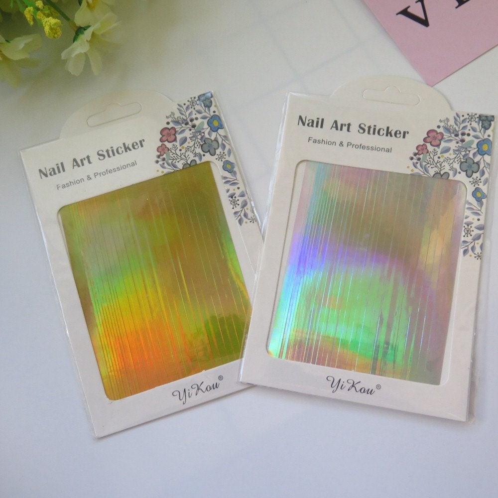 1pc Laser Silver and Gold Line Sticker Nail Art Sticker - Etsy