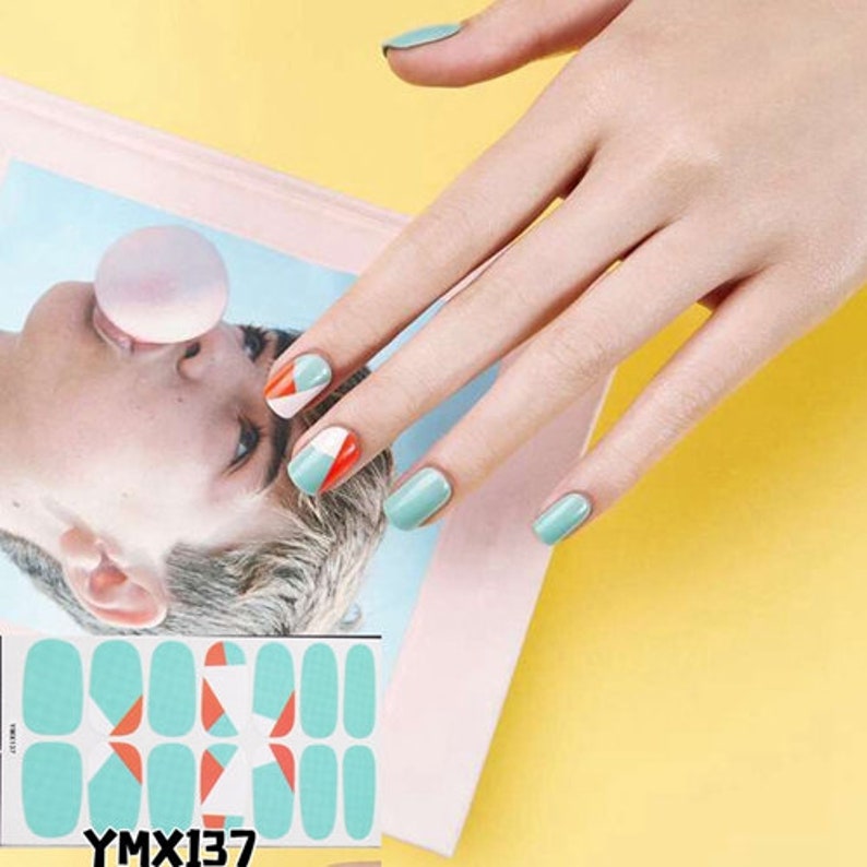 1pc Nail Art Full-cover Sticker Sheet 14tips Nail Art Wrap | Etsy