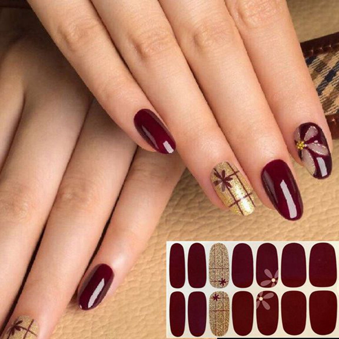 1pc Nail Art Full-cover Sticker Sheet 14tips Nail Art Wrap Nail Art ...
