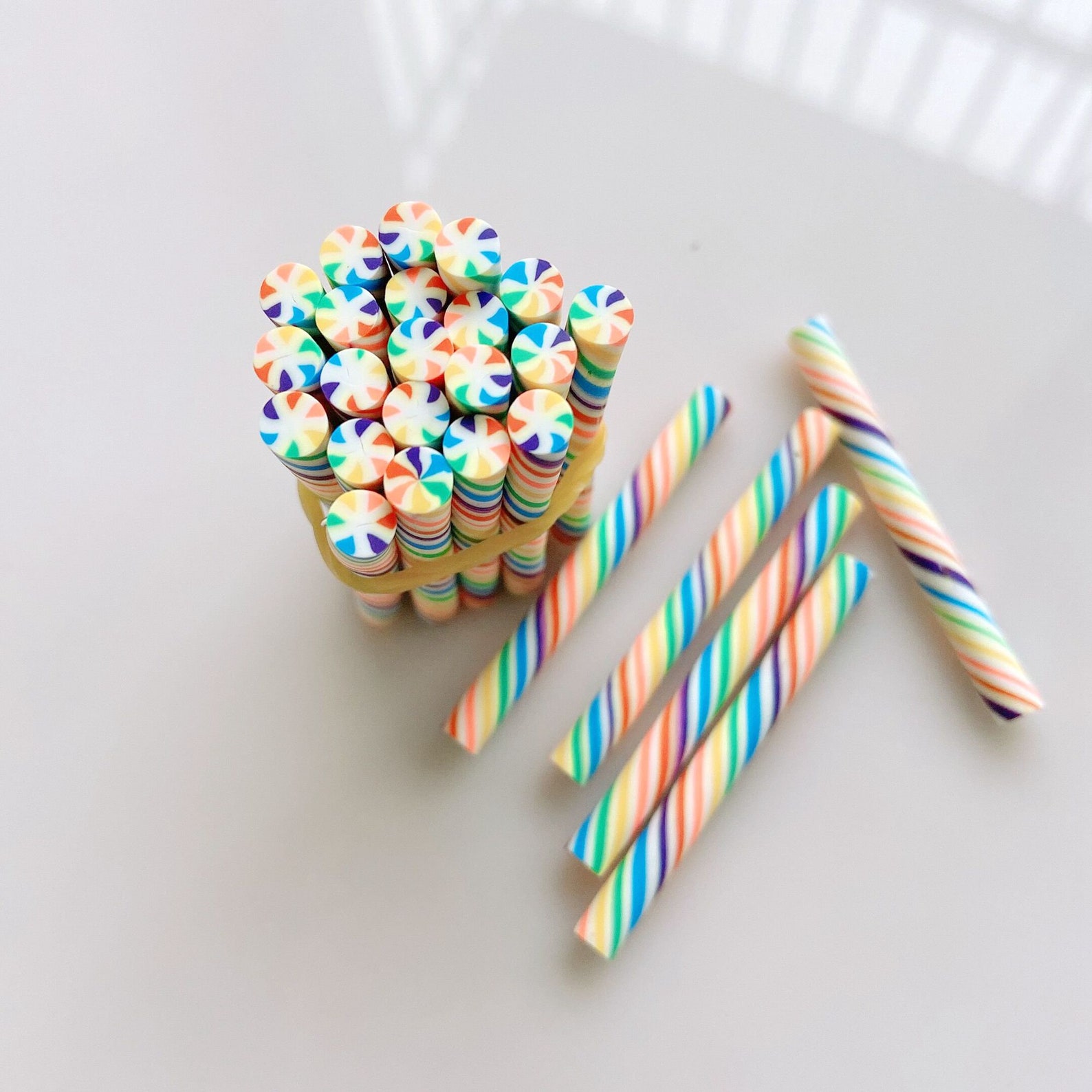 5pcs/lot 5mm5cm Rainbow Color Candy Polymer Clay Cane Fancy - Etsy