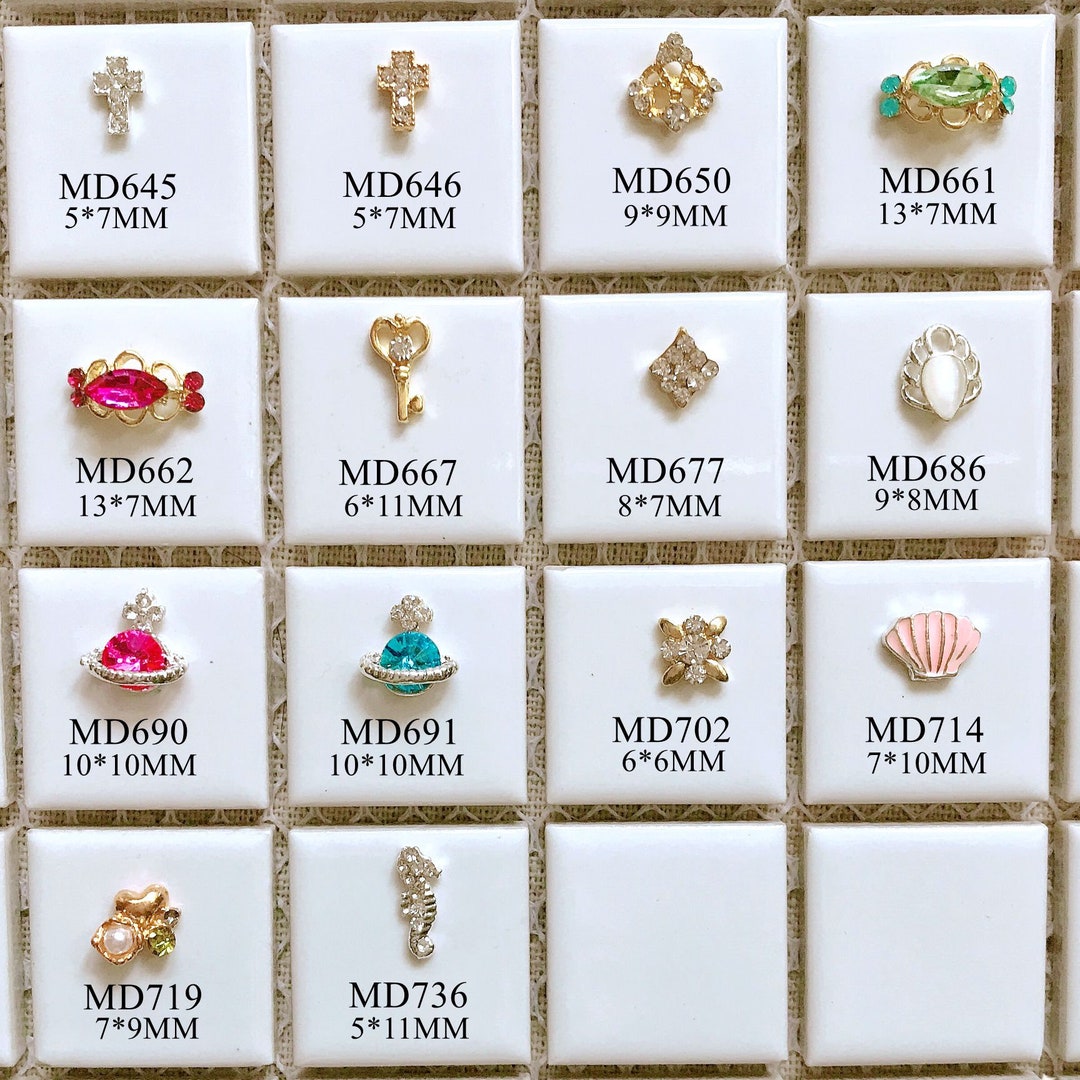 5pcs Metal 3d Charms Metal Decoration Cross Key Shell Shapes Nail Art ...