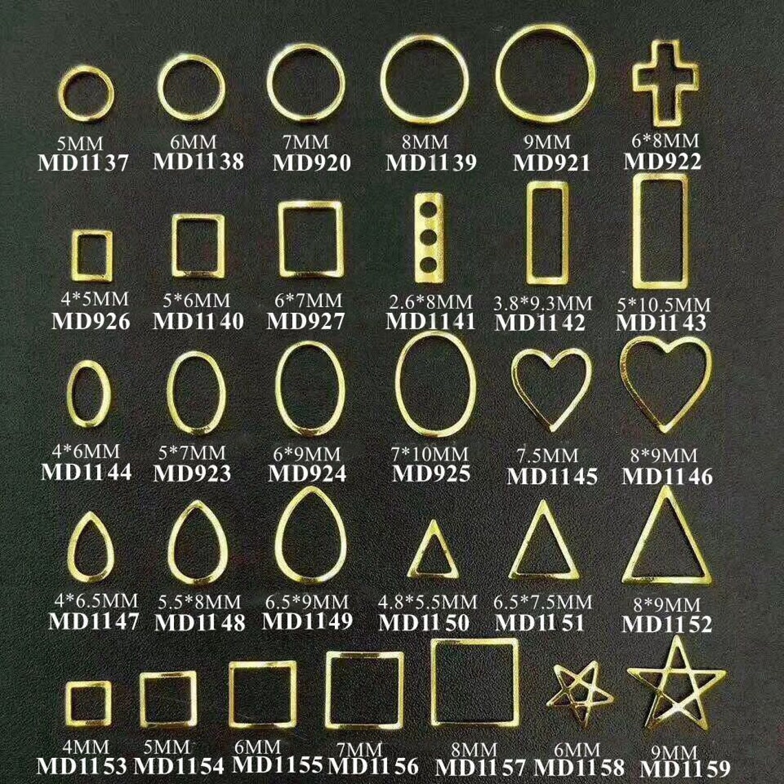 30pcs/bag Gold Color Geometric Shapes Metal Deco Circle Square Oval ...