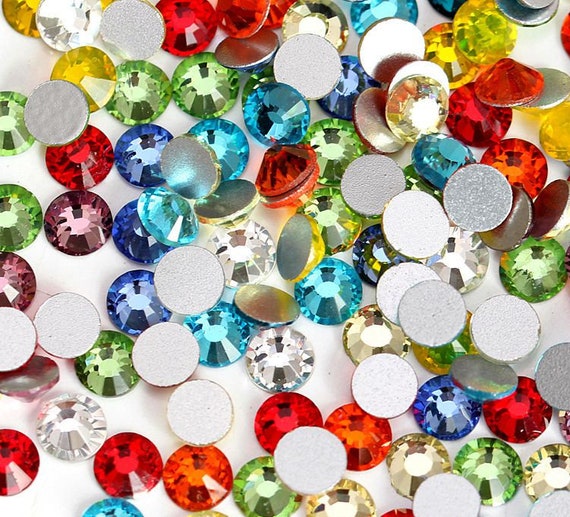 100pcs Cute Crystal Mix-color Round Flatback Crystal Nail | Etsy