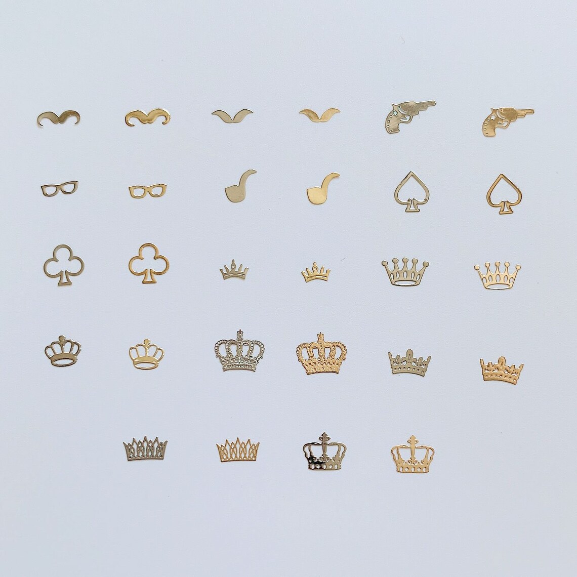 100pcs/bag Silver and Gold Non-adhesive Soft Metal Sticker Mustache ...