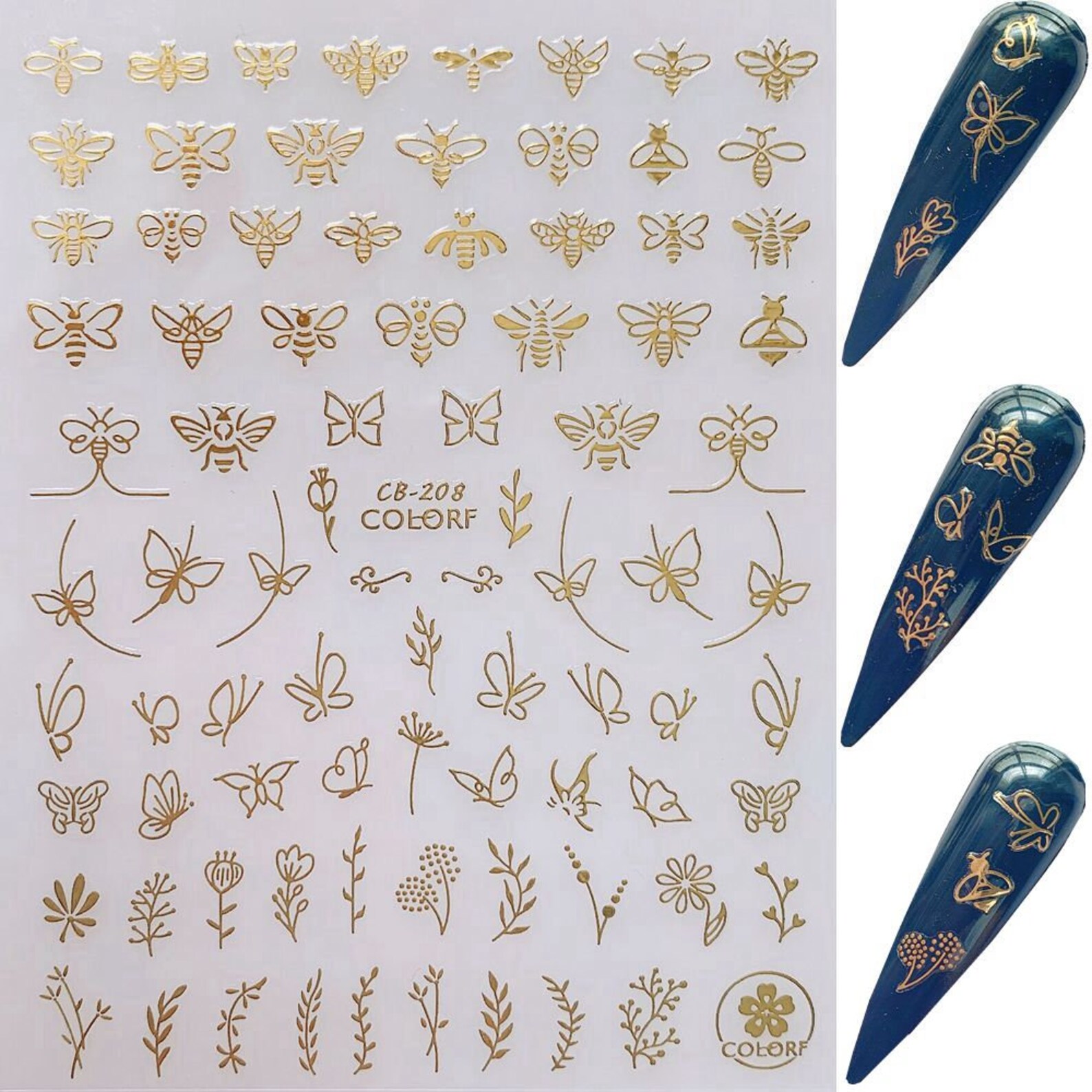1pc Nail Art Gold Color Sticker Sheet Manicure Summer and - Etsy