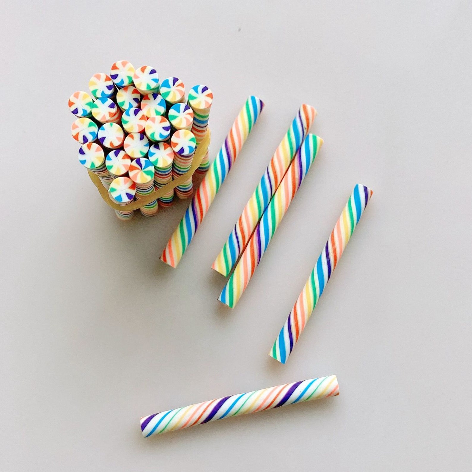 5pcs/lot 5mm5cm Rainbow Color Candy Polymer Clay Cane Fancy - Etsy