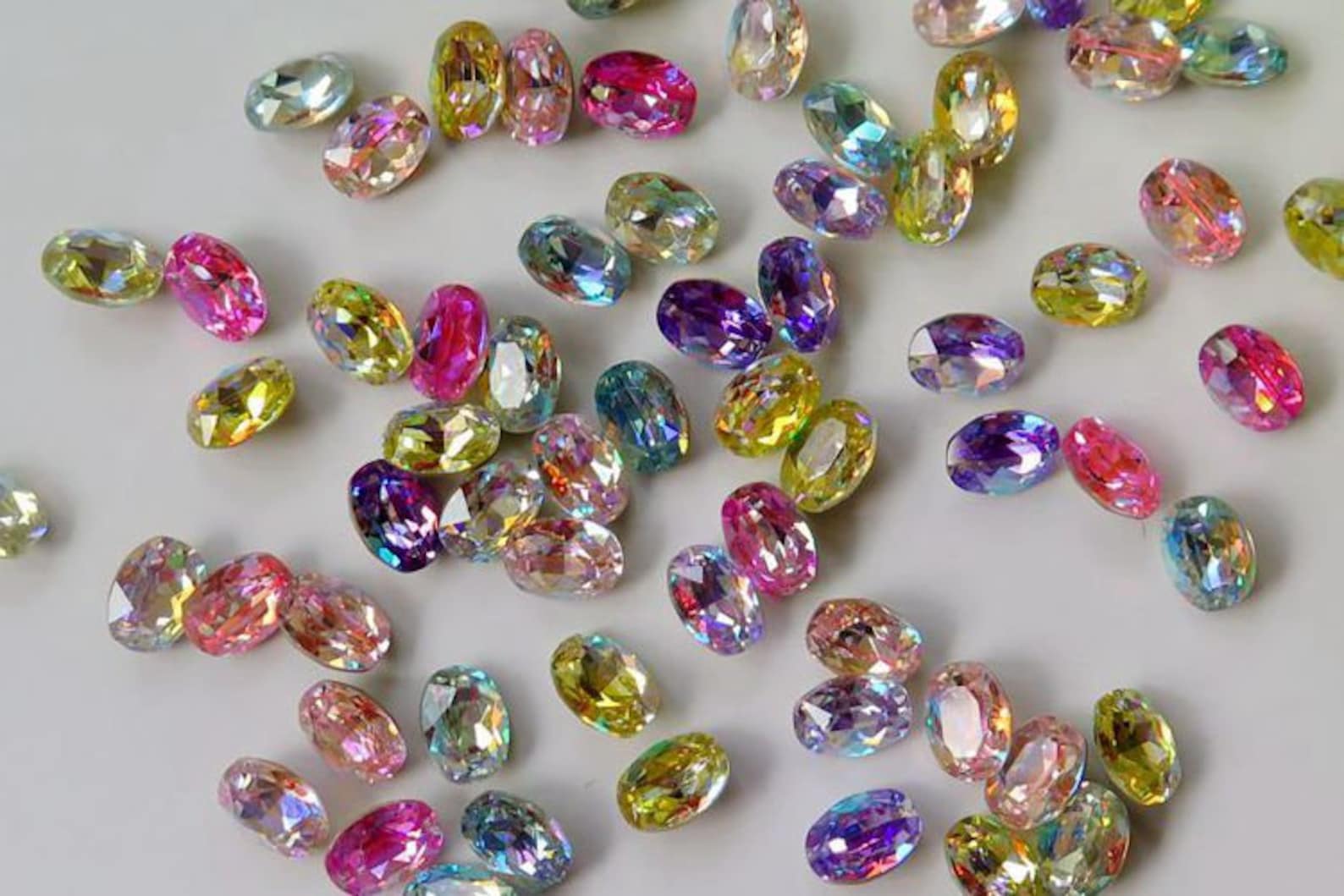 5pcs/bag Cute Laser Crystal Stone Rectangle Round Drop - Etsy