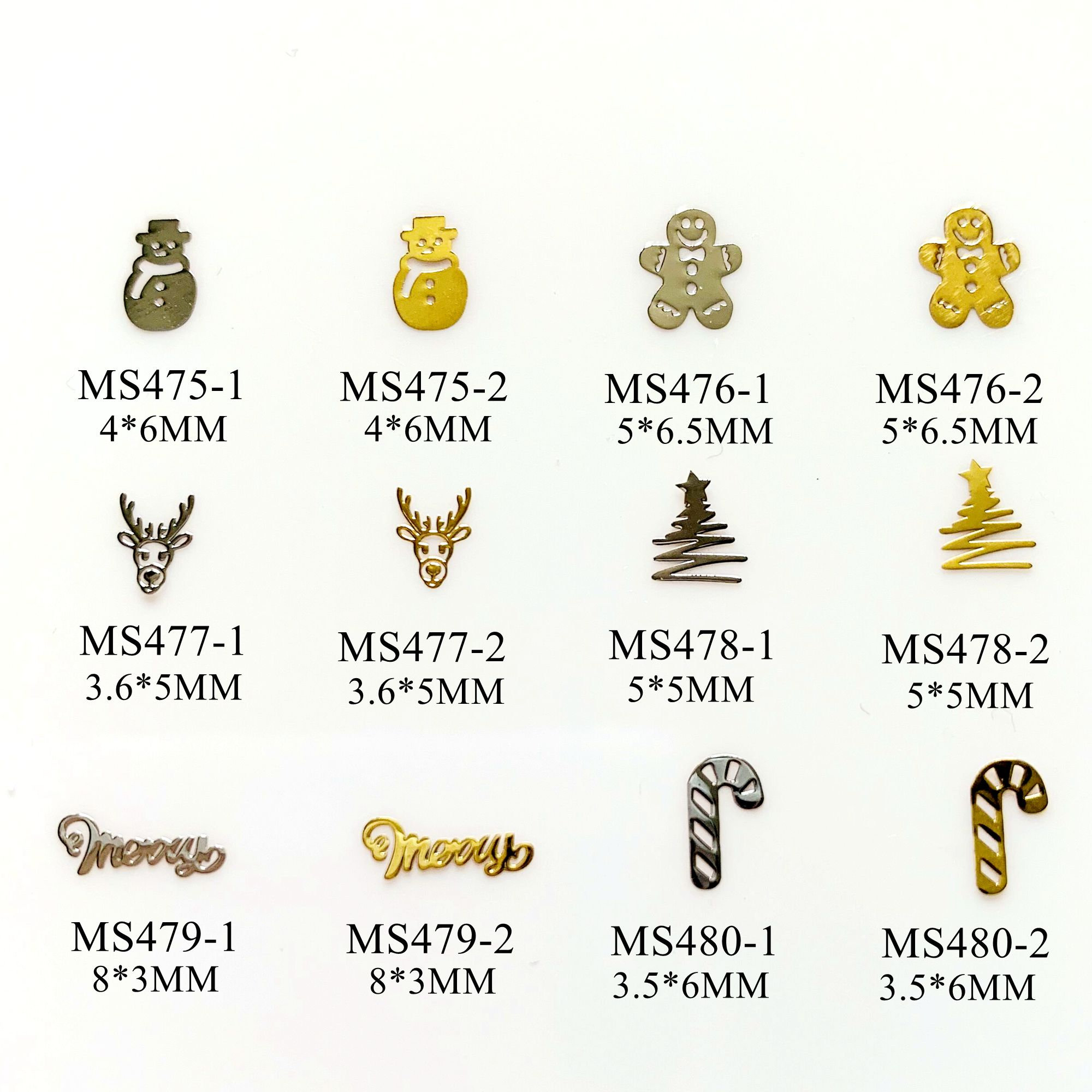 100pcs/bag Silver and Gold Non-adhesive Soft Metal Sticker Christmas ...