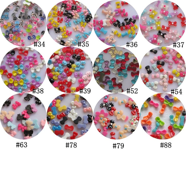 30pcs/bag Different Mix-designs Bag Bow With Rhinestone Dots Bow Resin ...