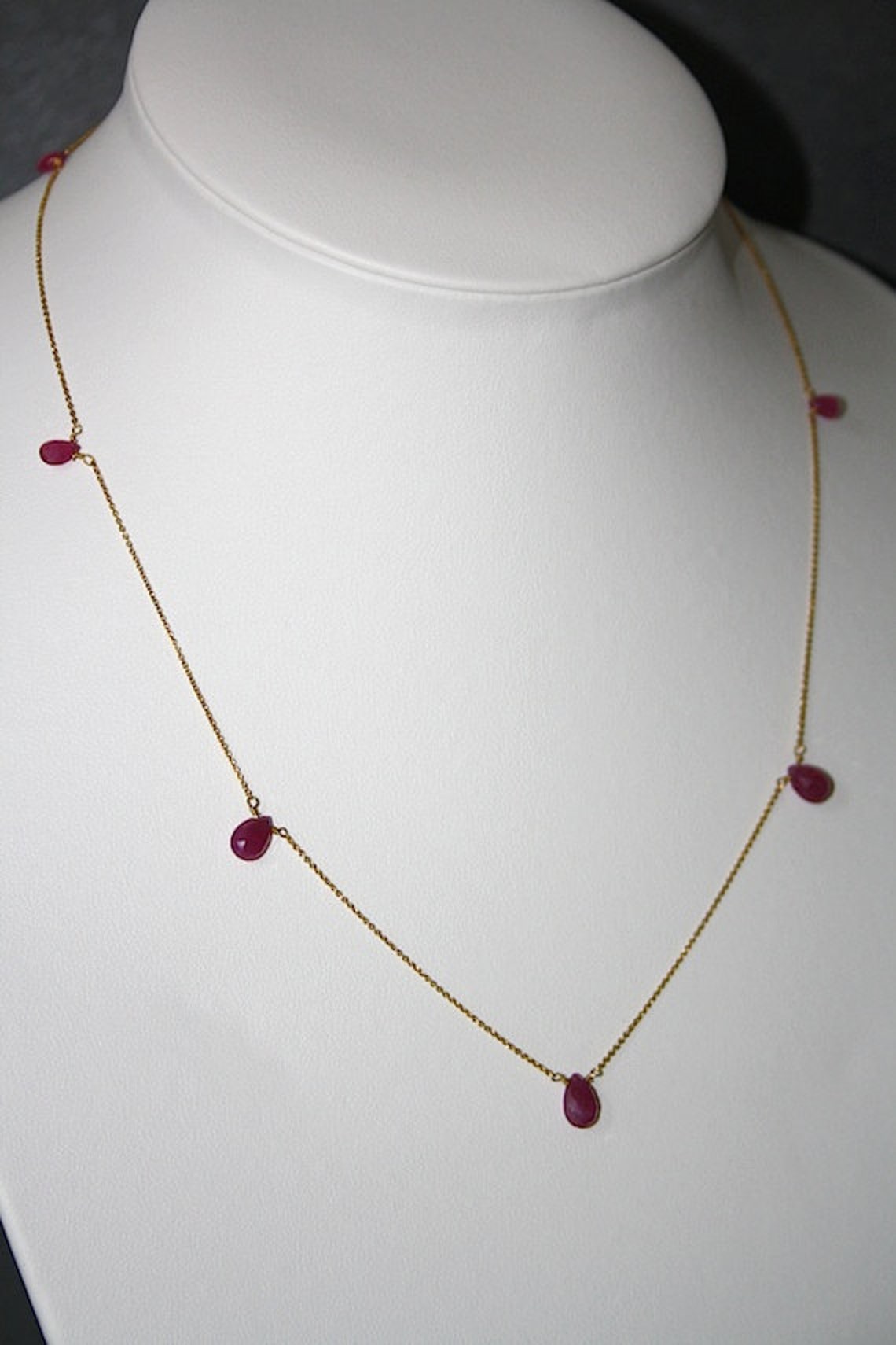 Ruby and 18k Gold Necklace Gold Necklace With Ruby Pink Ruby - Etsy