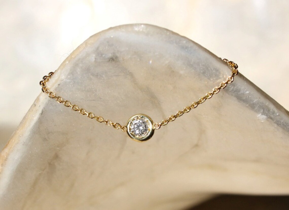 Diamond Chain Ring, Solitaire Diamond Chain Ring, Bezel Diamond Ring ...