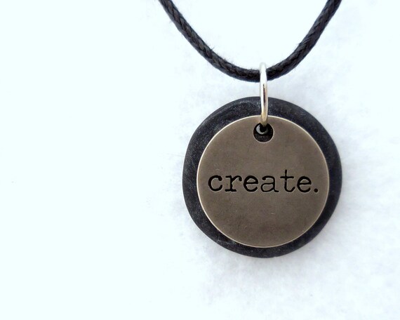 Create Necklace Word Pendant Polymer Clay Inspirational | Etsy