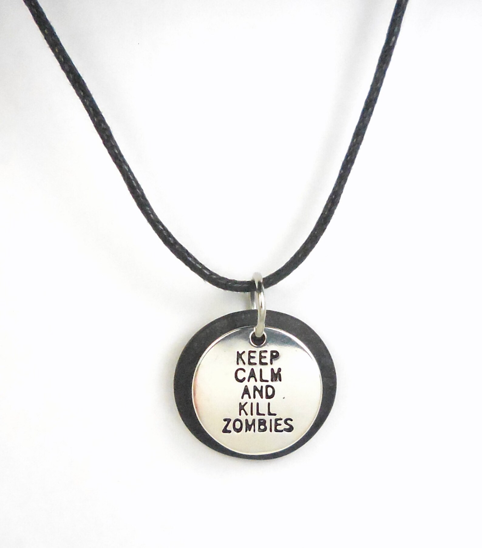 Zombie Necklace, Keep Calm and Kill Zombies Word Jewelry, Polymer Clay ...