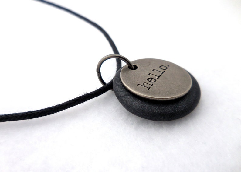 Hello Necklace Word Pendant Polymer Clay Unique Jewelry - Etsy