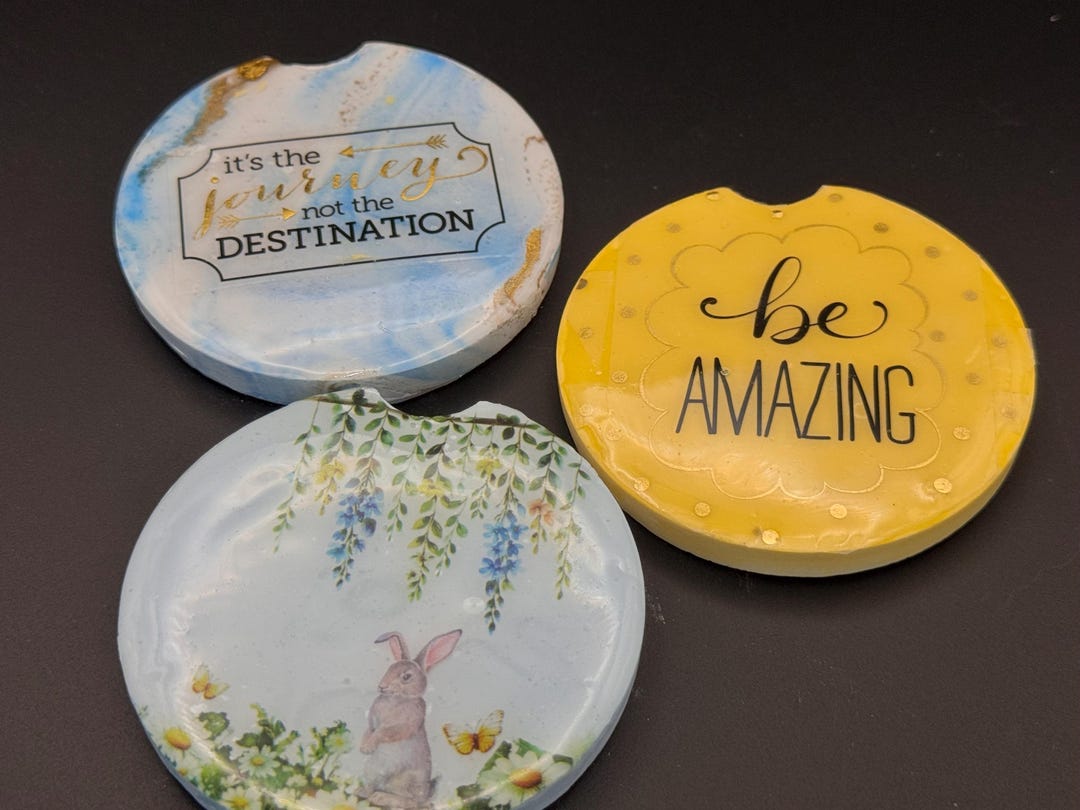 Floral Bunny Resin Car Coaster – Spring Cup Holder Insert - Etsy