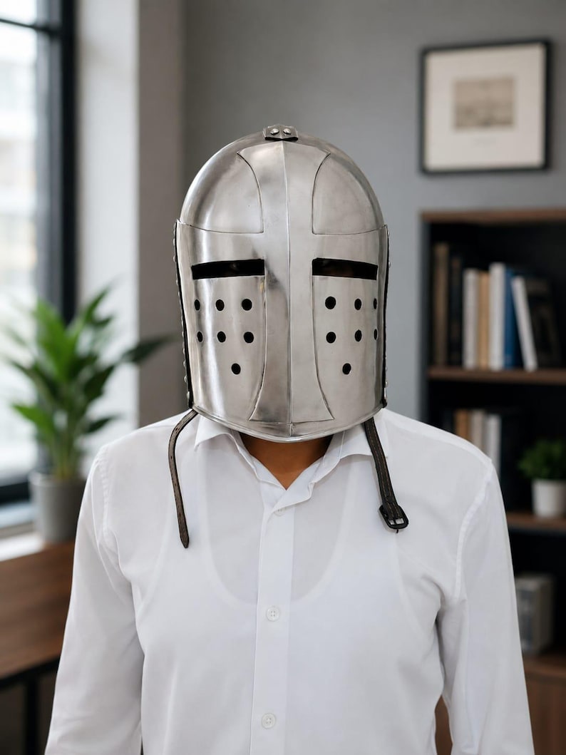 Medieval Helm Knight Helmet | Crusader Steel Look Armor Headgear - Etsy
