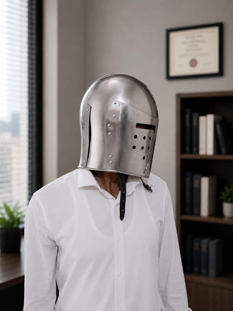 Medieval Helm Knight Helmet | Crusader Steel Look Armor Headgear - Etsy
