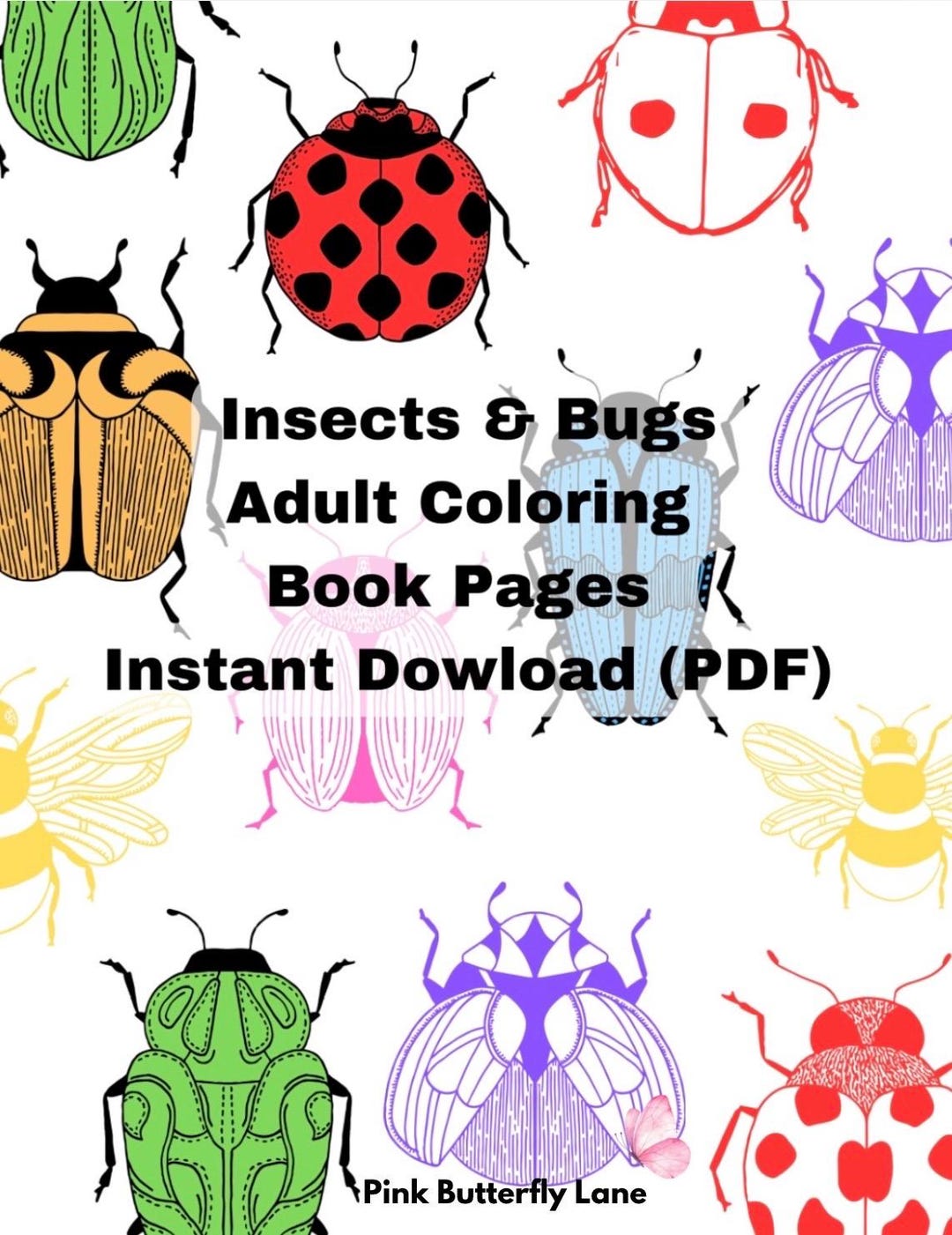 Insects and Bugs Adult Coloring Pages( Sheets) Digtal Download (PDF) - Etsy