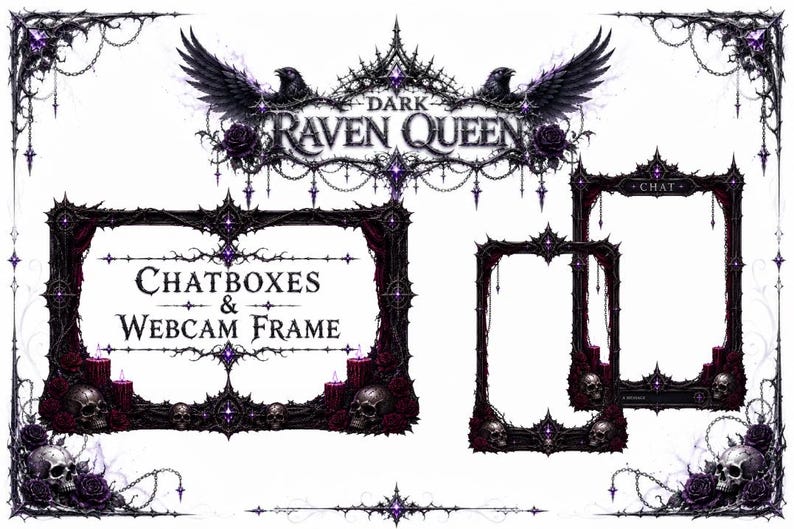 Dark Raven Queen Animated Stream Overlay Pack | Gothic Fantasy Twitch ...