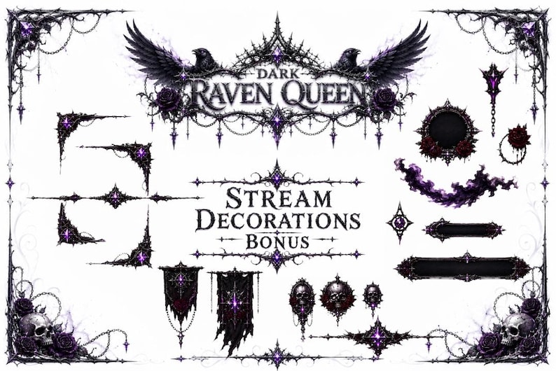 Dark Raven Queen Animated Stream Overlay Pack | Gothic Fantasy Twitch ...