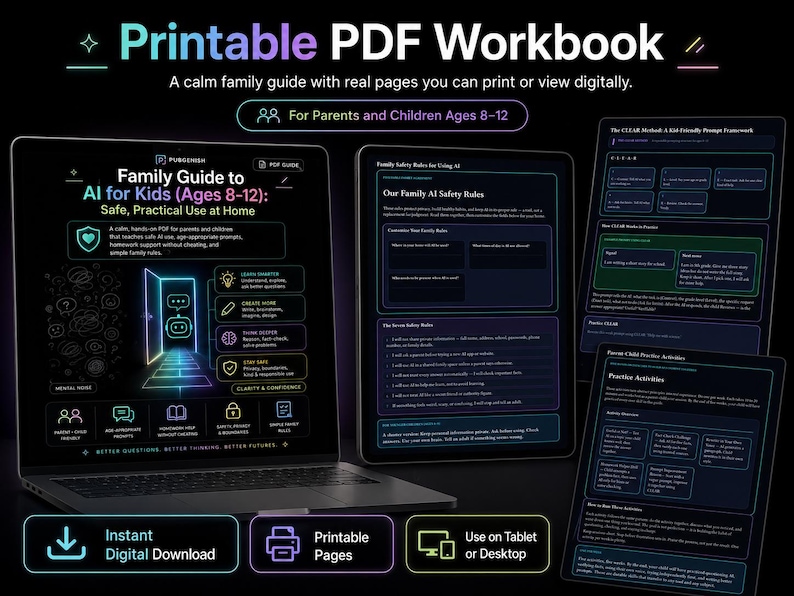 Family Guide to AI for Kids | Printable Safety Workbook for Parents ...