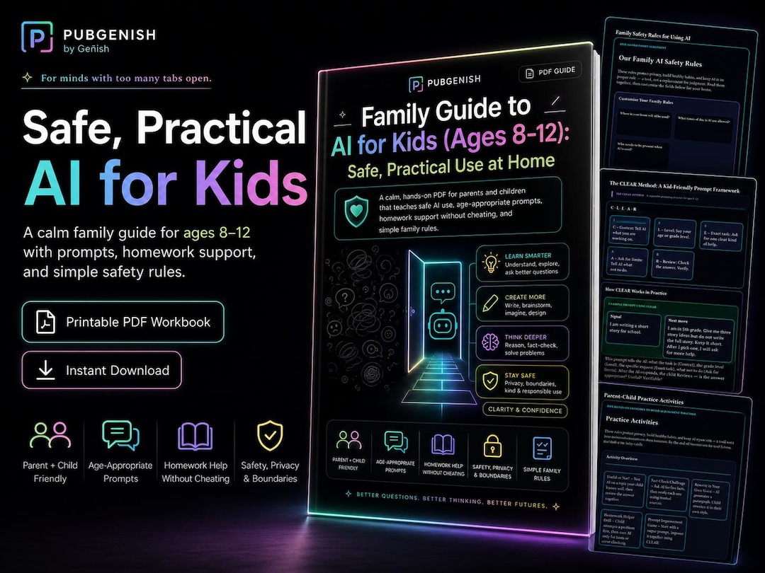Family Guide to AI for Kids | Printable Safety Workbook for Parents ...